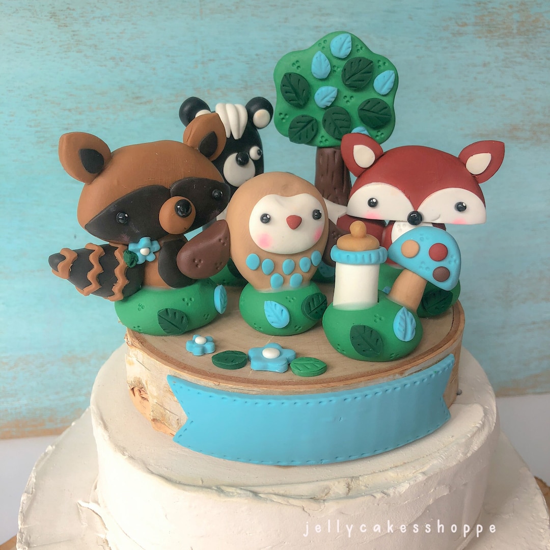 Forest Animals Cake Topper for Boy, Nonedible, Personalized, Woodland ...