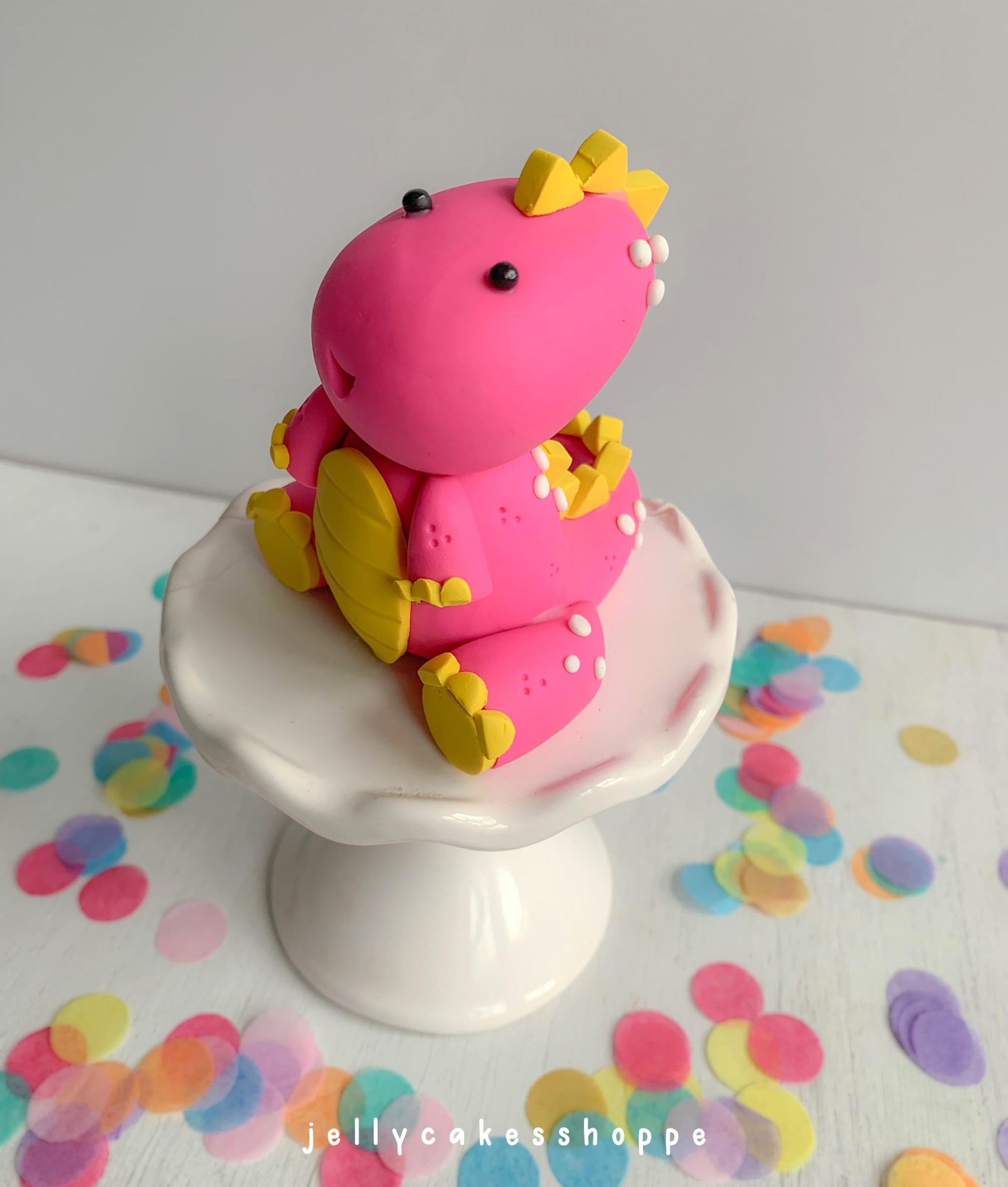 Girly Dinosaur Cake Topper, Nonedible, Pink Dinosaur Cake Decoration ...