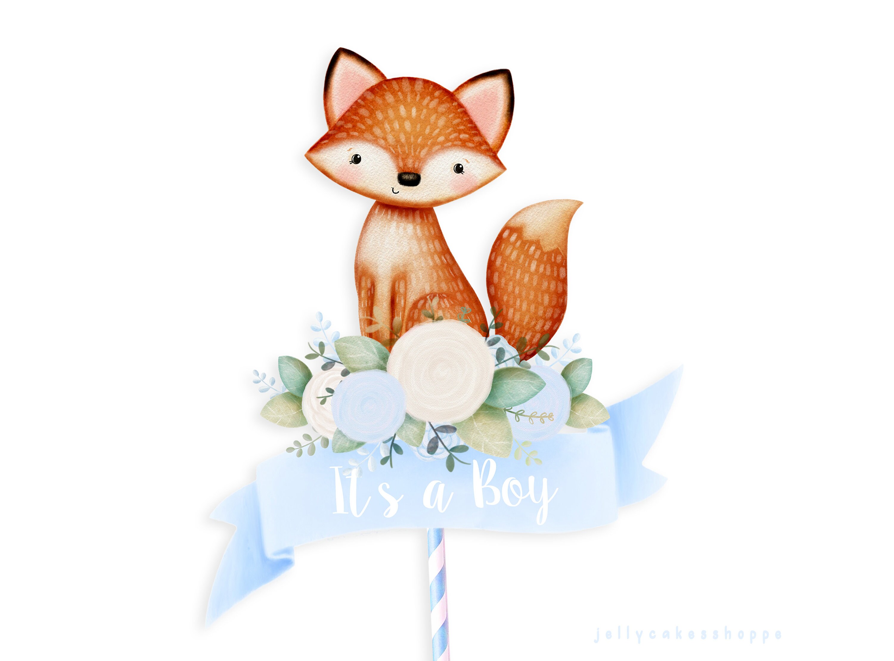 Fox Cake Topper for Woodland Baby Shower, Boy's 1st Birthday, Cute Fox ...