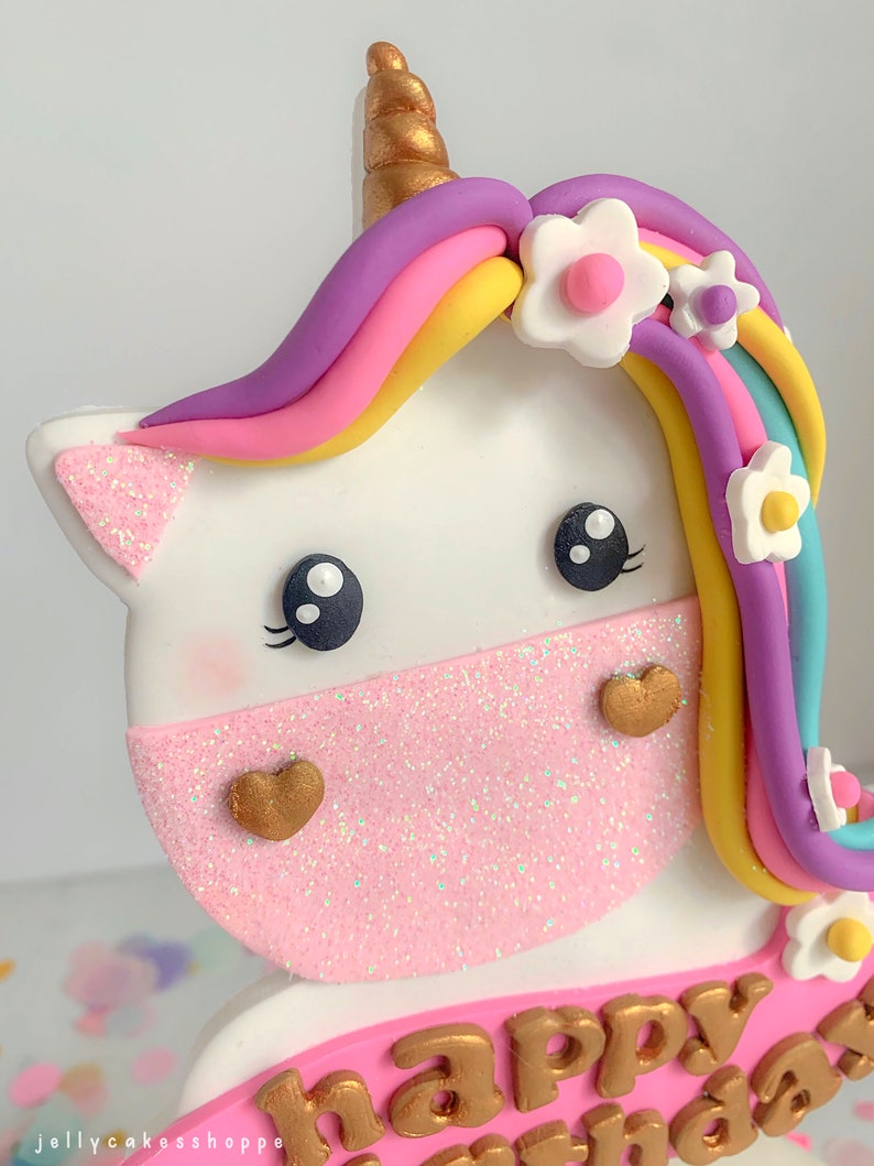 Personalized Unicorn Cake Topper Non Edible Rainbow Unicorn Etsy