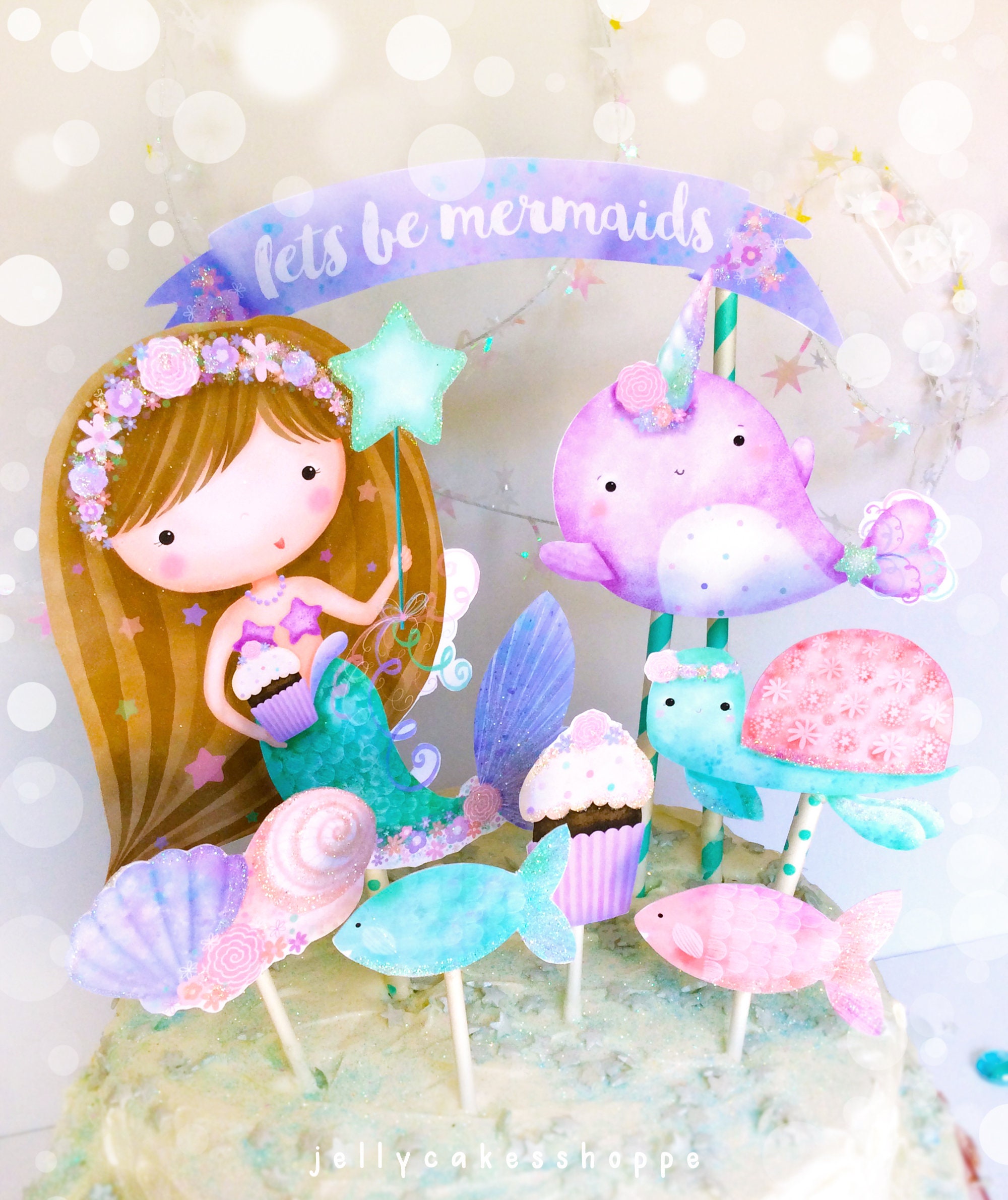 Personalized Mermaid Cake Topper Under the Sea Birthday Sea - Etsy