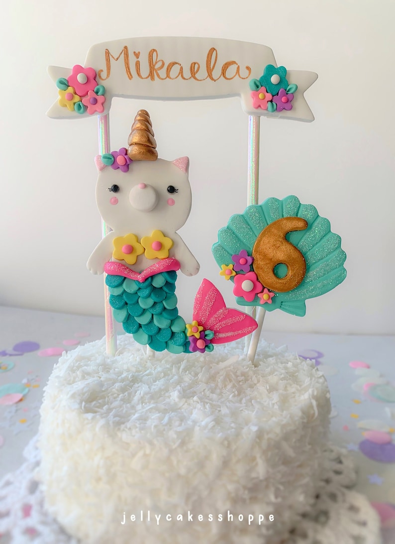Mermaid Cat Cake Topper, Mercat Birthday, Cat Cake Decoration, Merkitty ...