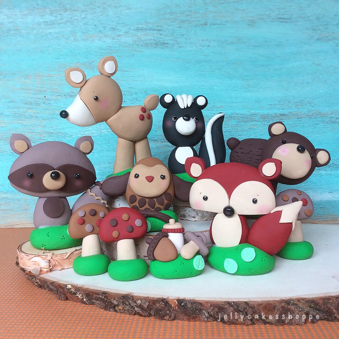 Forest Animals Cake Toppers, Woodland Animals Cake Decorations, Gender ...