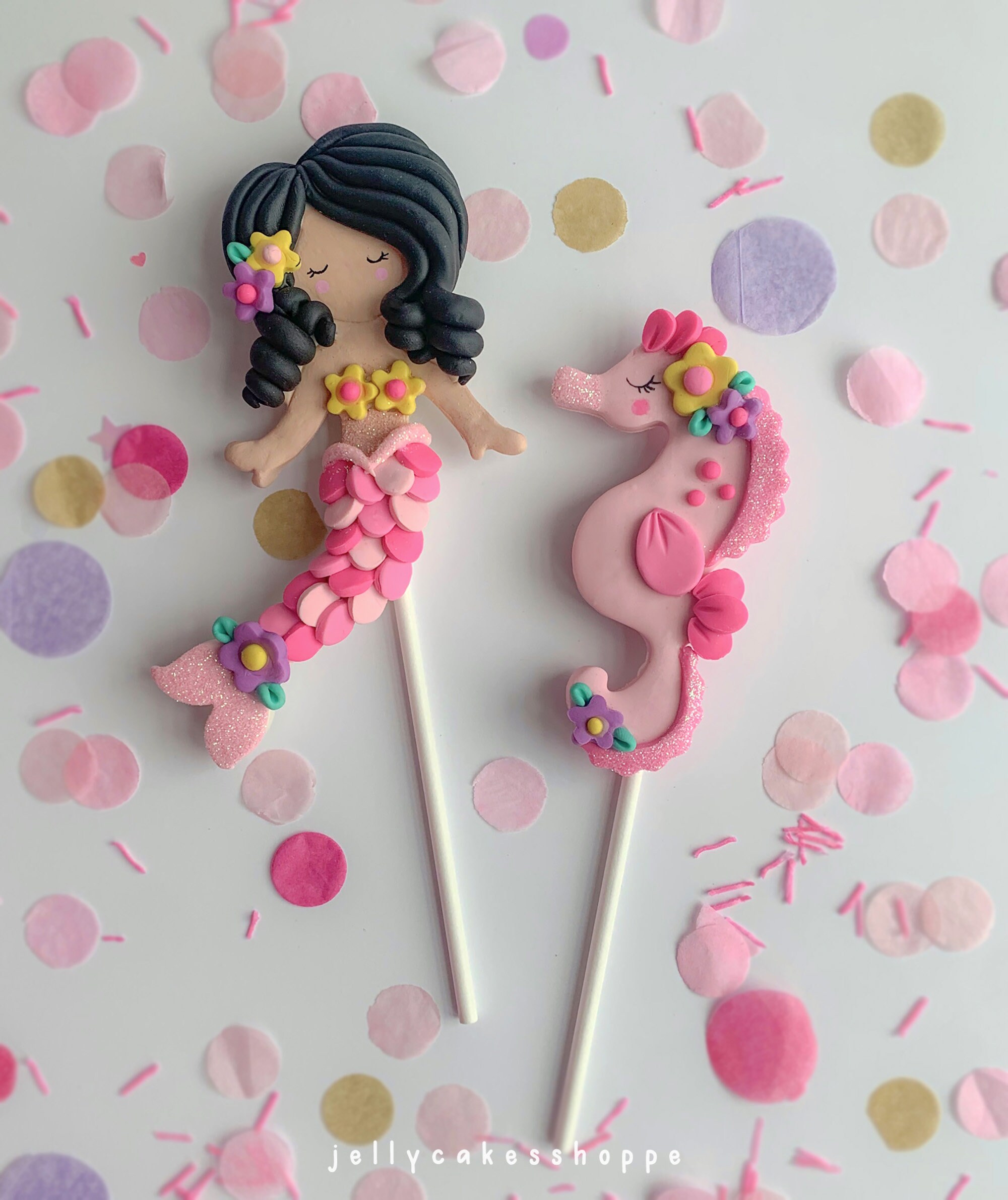 Pink Mermaid Cake Topper Non Edible Mermaid Birthday Sea - Etsy