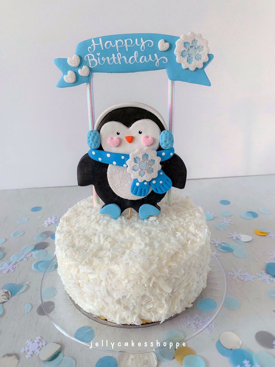 Penguin Birthday Cake Topper, Penguin Party Cake Decoration, Pink ...