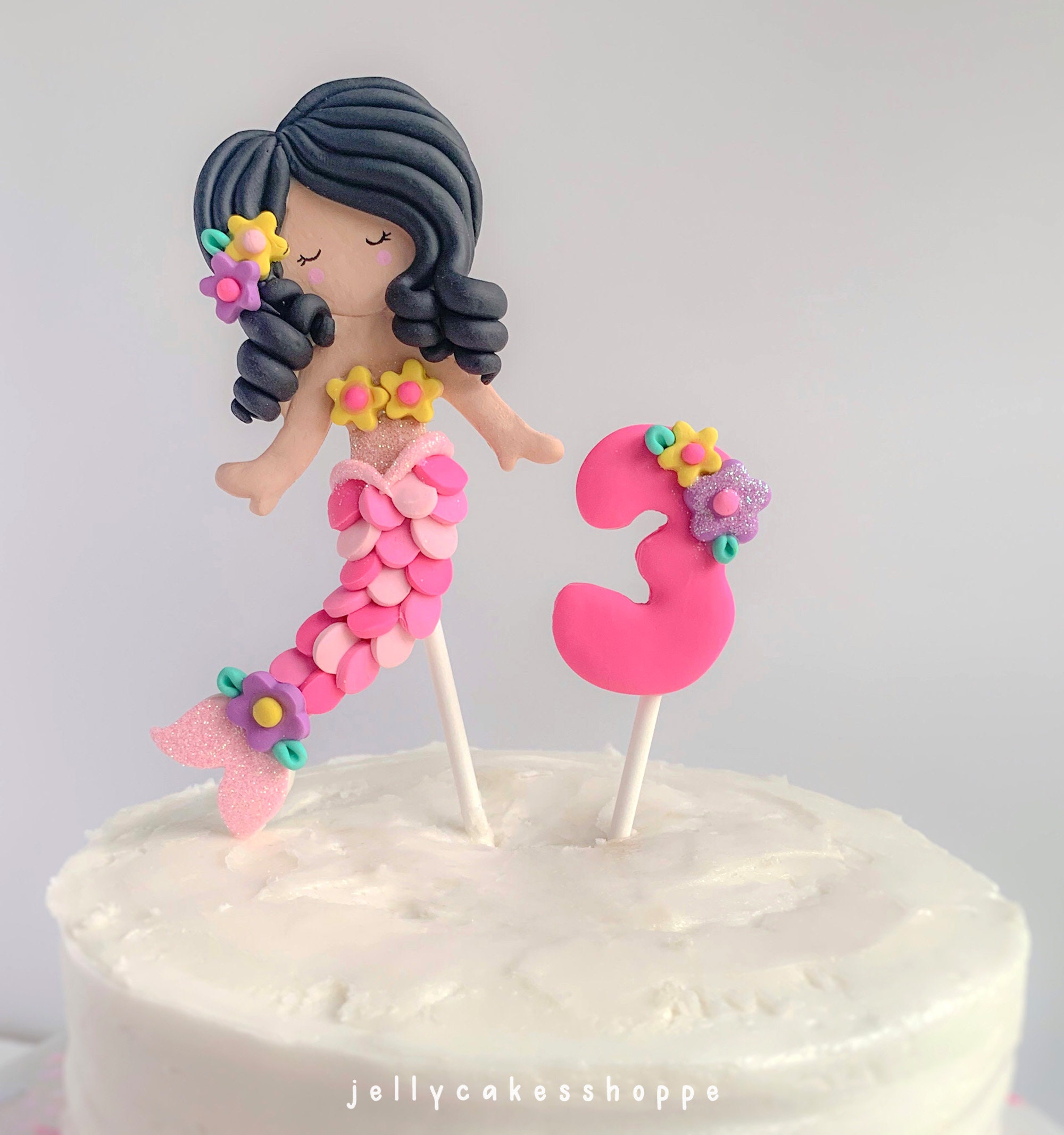 Pink Mermaid Cake Topper Non Edible Mermaid Birthday Sea - Etsy