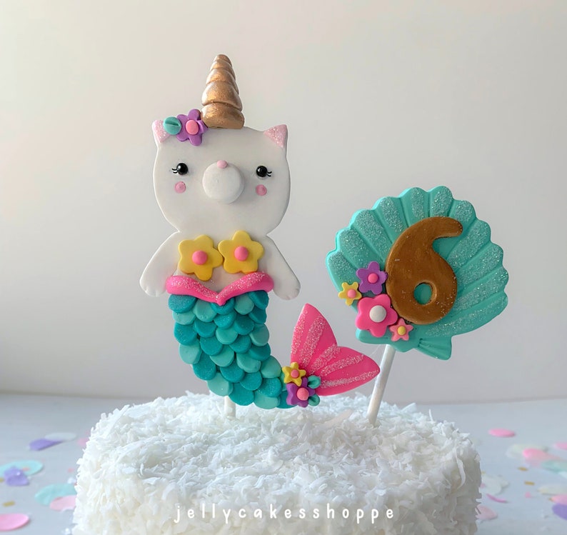 Mermaid Cat Cake Topper, Mercat Birthday, Cat Cake Decoration, Merkitty ...