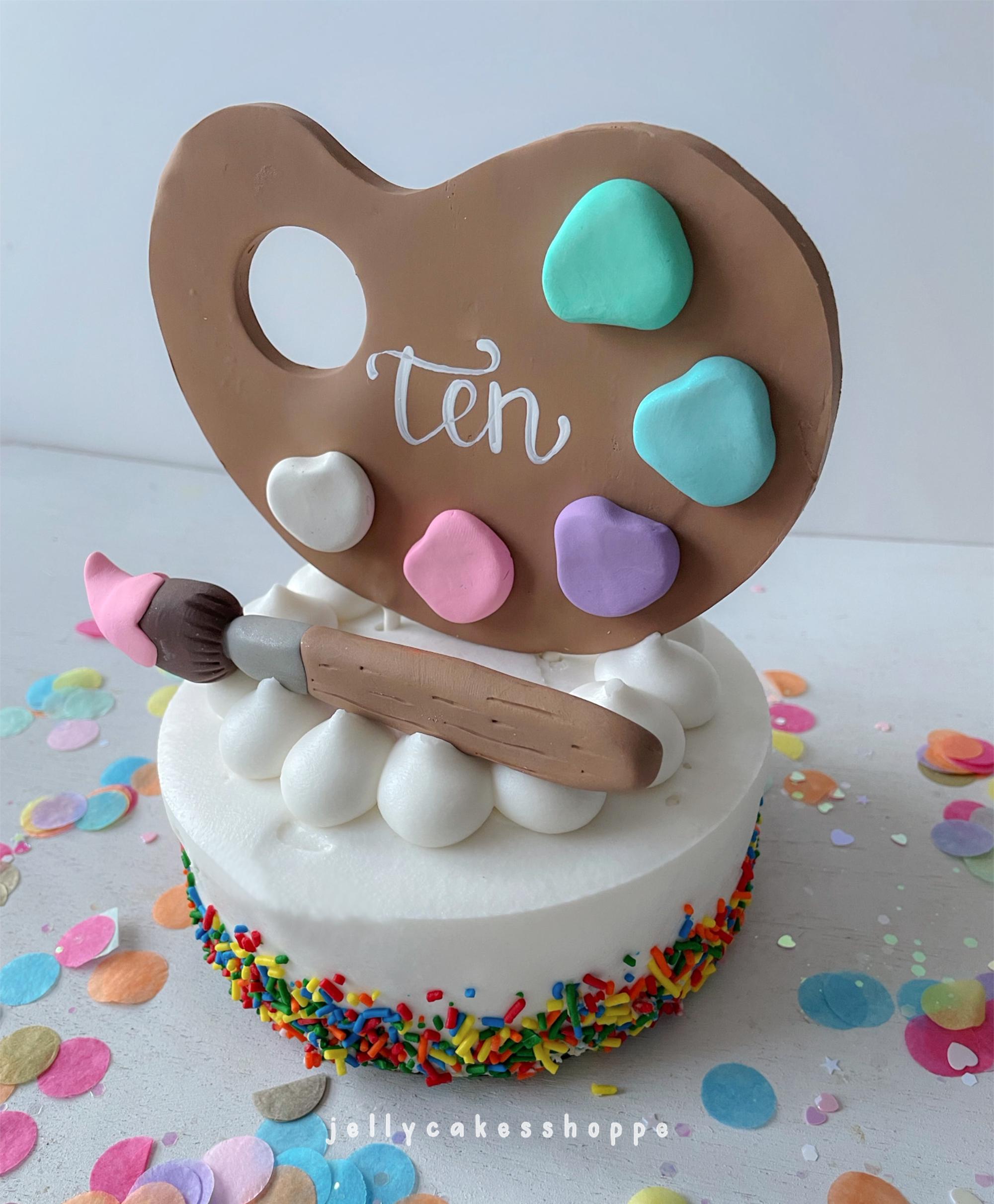 Paint Palette Cake Topper, Art Party Cake Decoration, Personalized ...