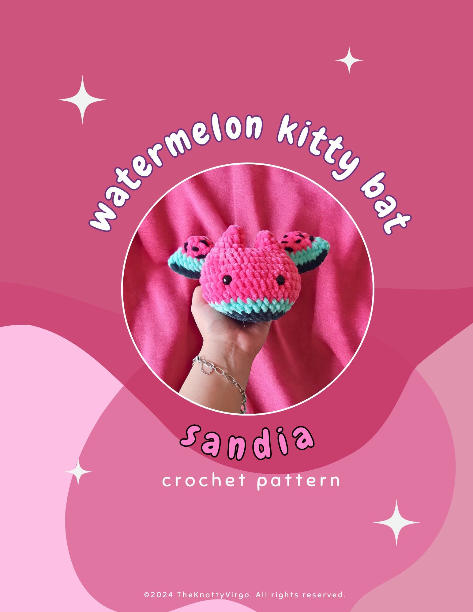 Watermelon Kitty Bat Crochet Pattern - Cute Cat Amigurumi - Etsy