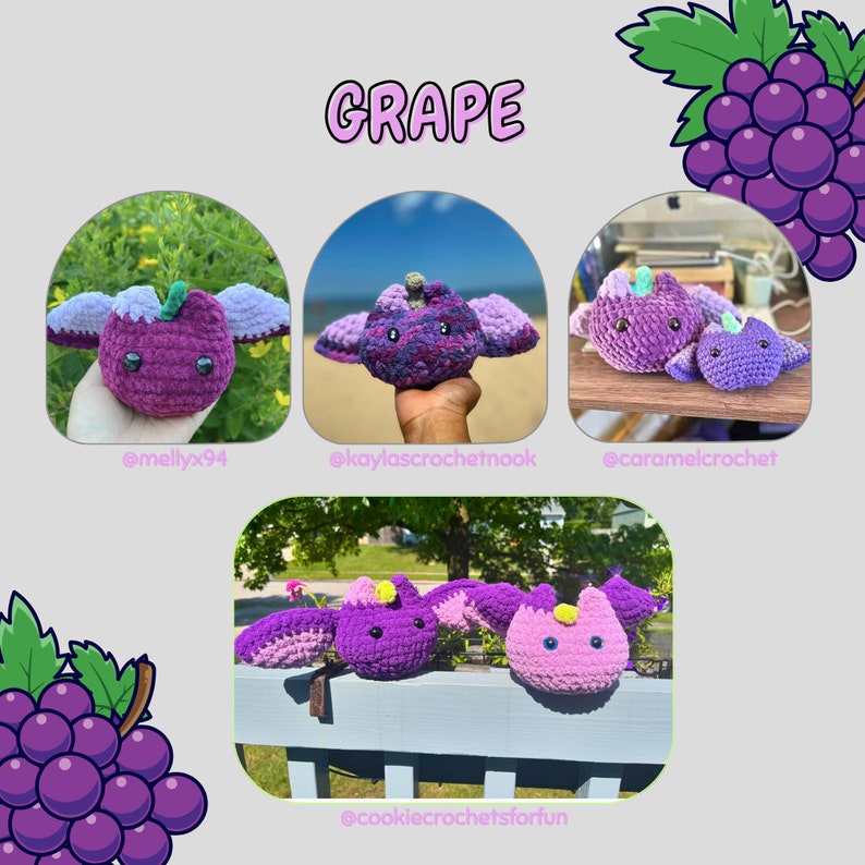 Grape Kitty Bat Crochet Pattern - Cute Cat Amigurumi - Etsy
