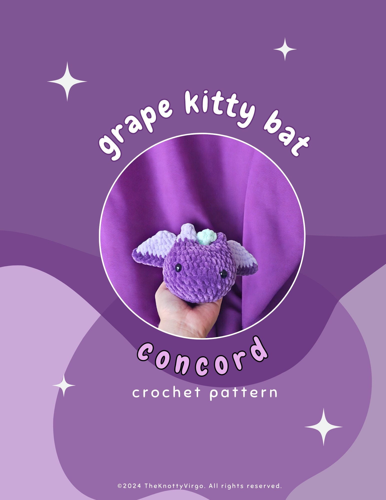 Grape Kitty Bat Crochet Pattern - Cute Cat Amigurumi - Etsy
