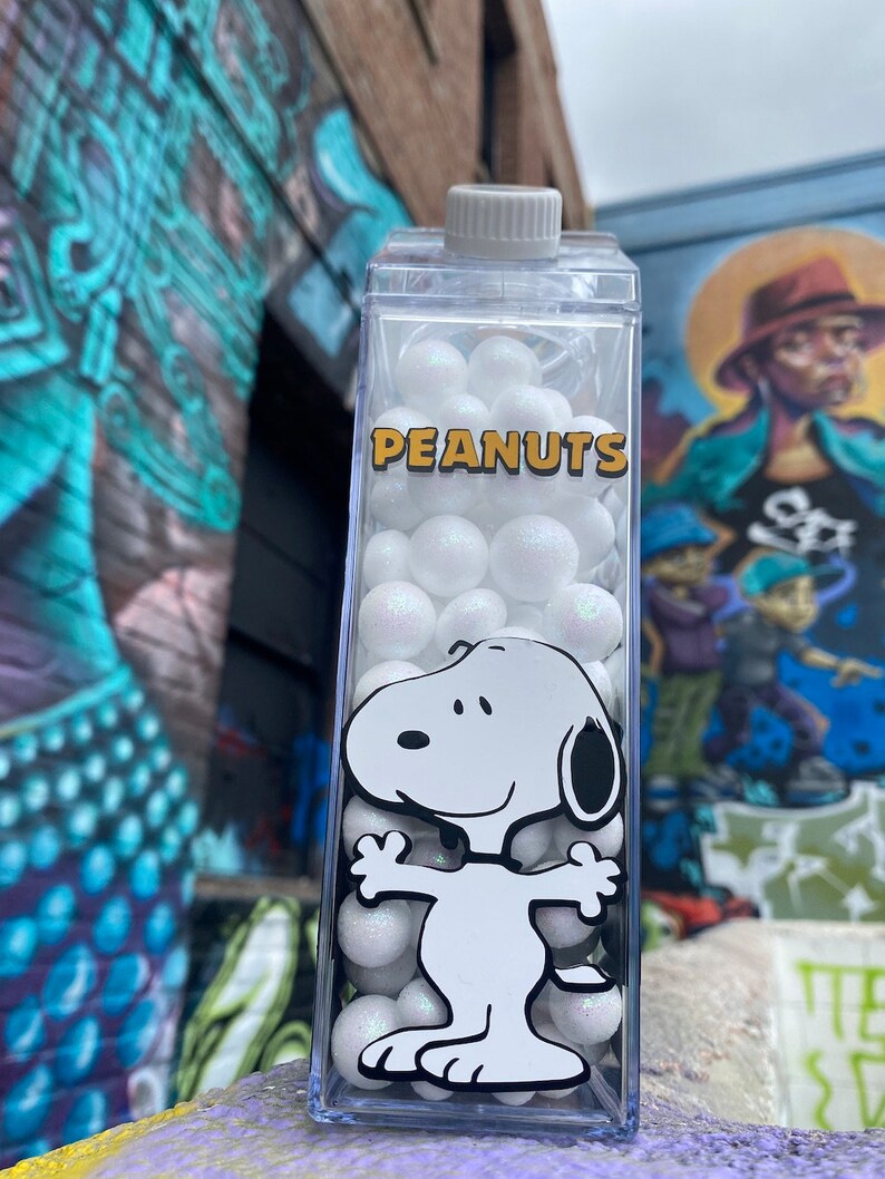 Custom Peanuts Plastic Milk Carton Water Bottle - Etsy