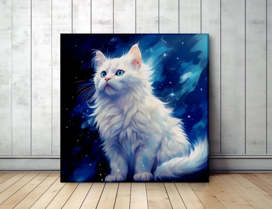 White Cat Wall Art, White Cat Poster, Cat Print, Cat Lover Gift ...