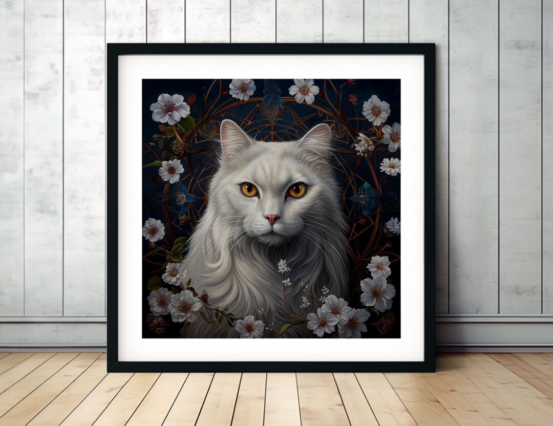 White Cat Wall Art, White Cat Poster, Cat Print, Cat Lover Gift ...
