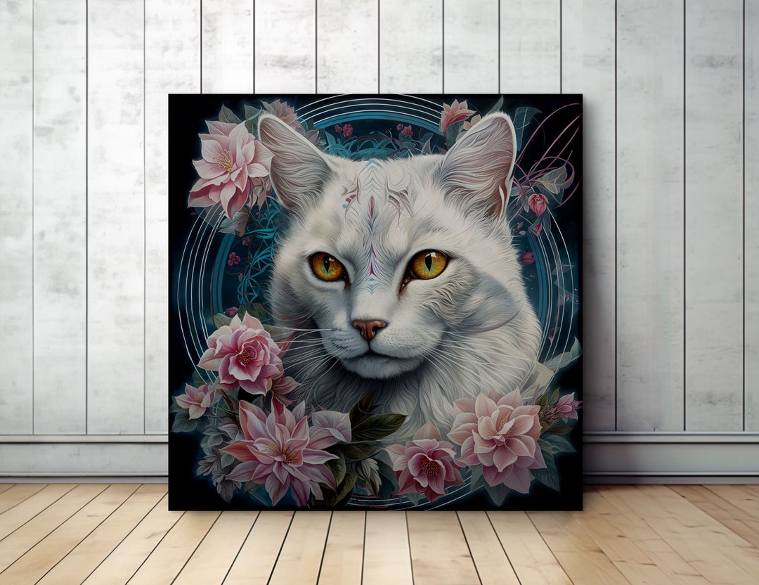 White Cat Wall Art, White Cat Poster, Cat Print, Cat Lover Gift ...