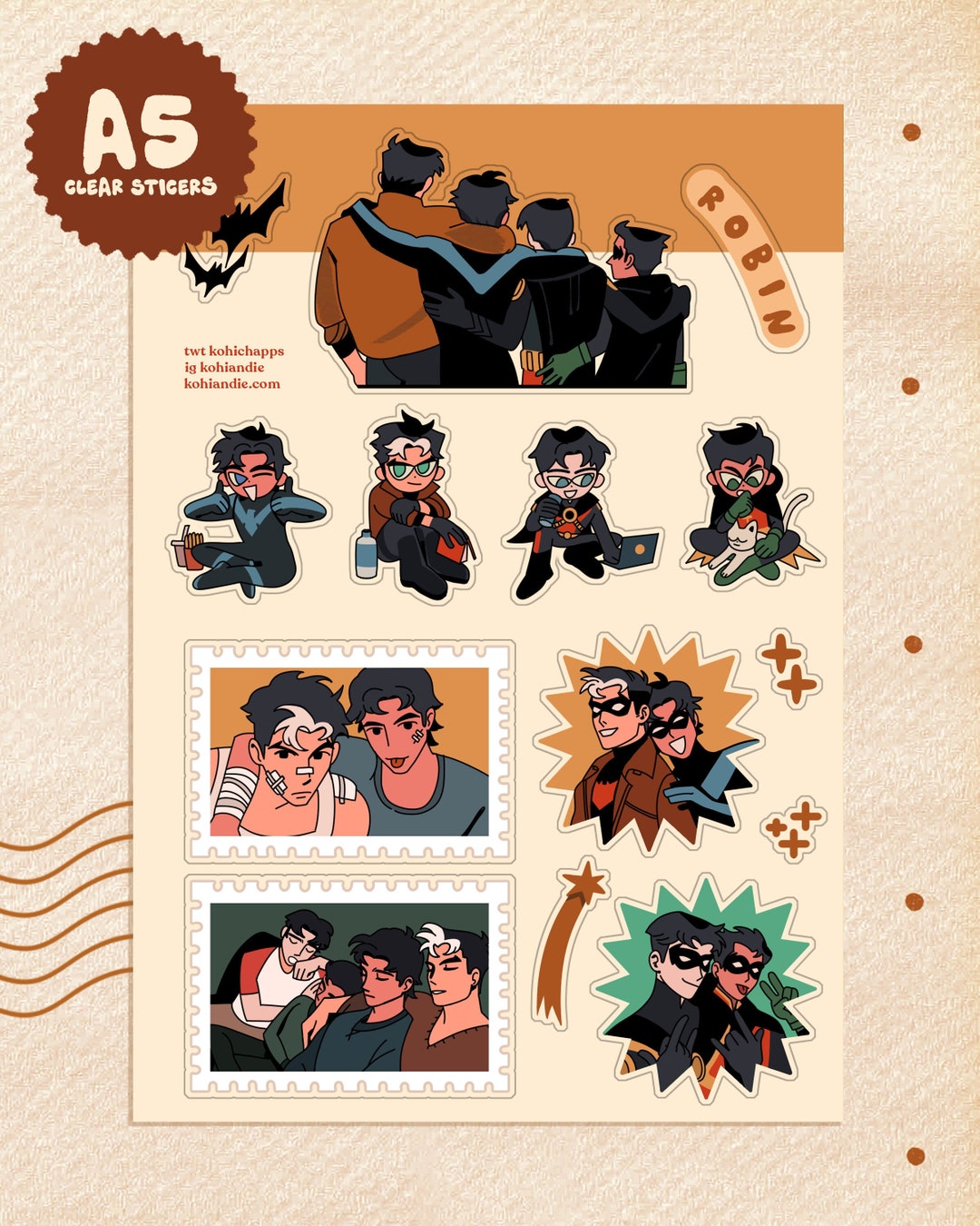 Batboys Clear Sticker Sheets 8x5 - Etsy UK