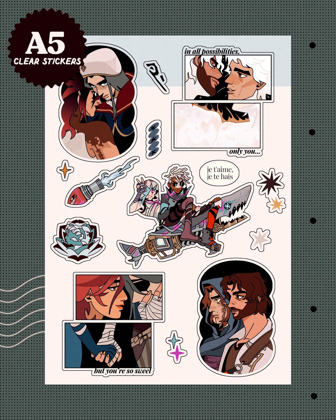 Arcane Shippy Sticker Sheet 8x5" Ft. Vander, Silco, Jinx, Vi, Viktor ...
