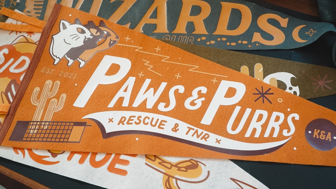 Paws & Purrs Rescue and Tnr Felt Pennant - Etsy Canada
