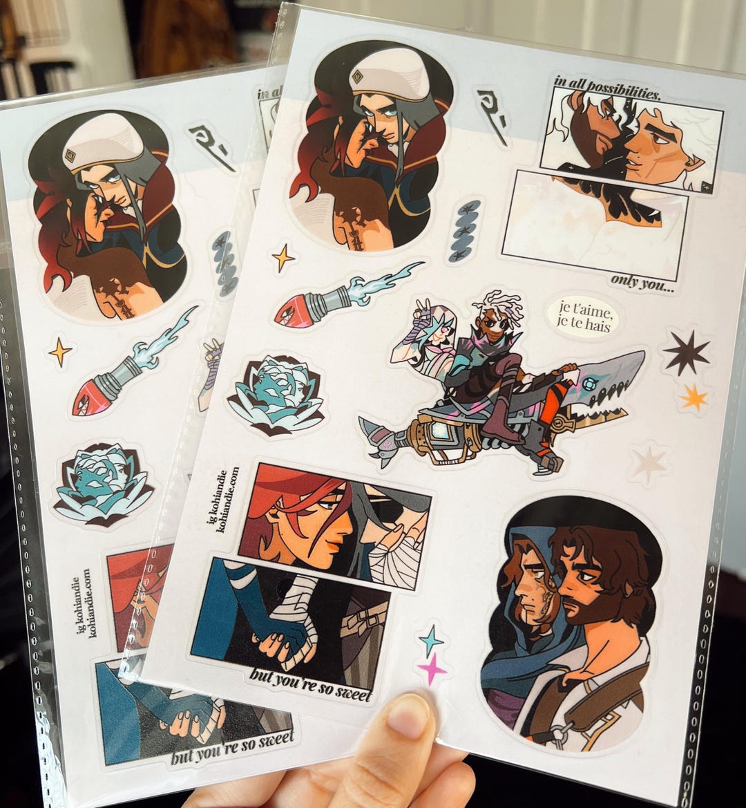 Arcane Shippy Sticker Sheet 8x5" Ft. Vander, Silco, Jinx, Vi, Viktor ...