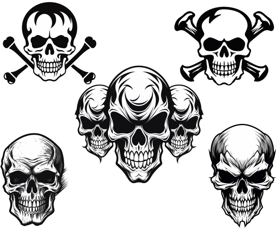 Skull 5 Pack, 5 High Quality Skull Art, PNG - Etsy