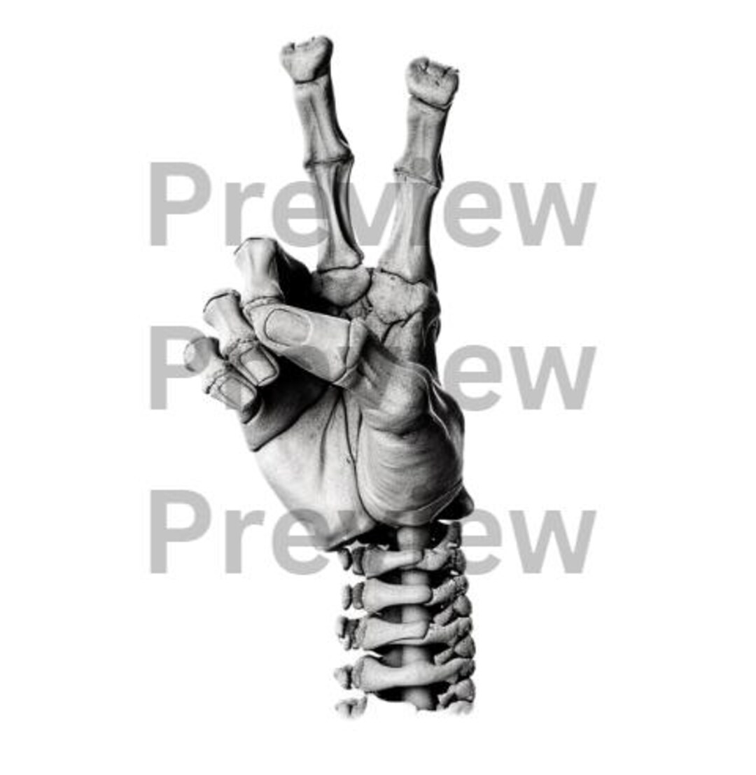 Skeleton Hand Peace Sign Digital Download No Background PNG - Etsy
