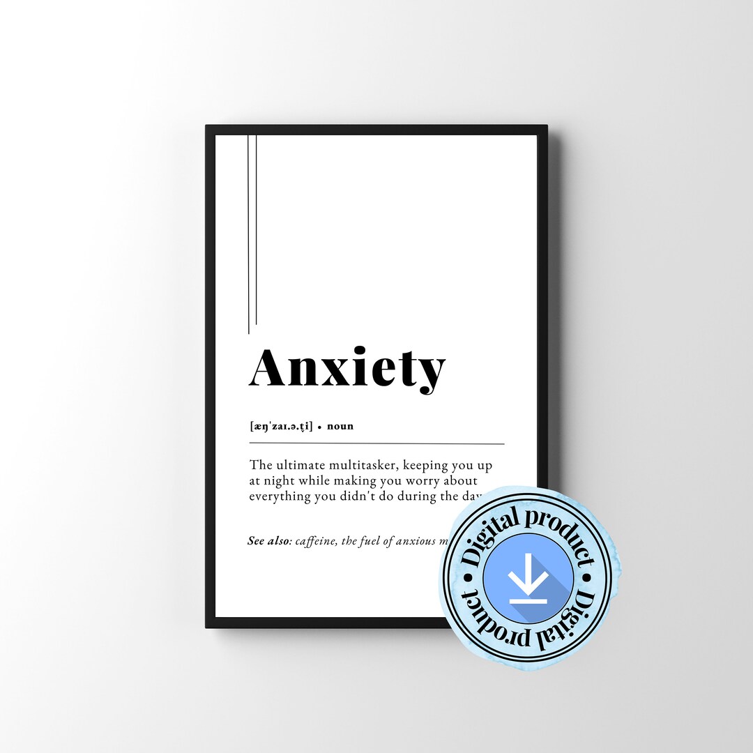 Anxiety Definition Print Wall Art Poster Home Office Print Definition ...