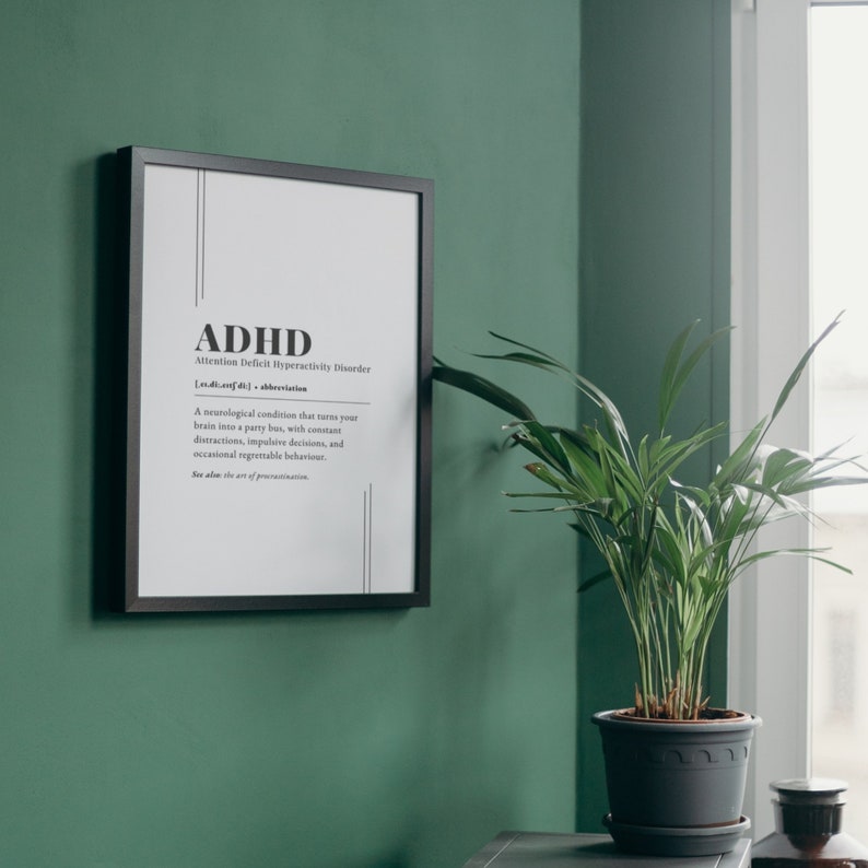 ADHD Definition Print Wall Art Poster Home Office Print Definition ...