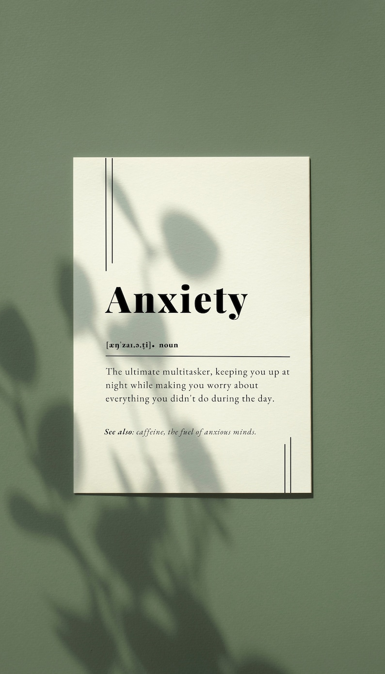 Anxiety Definition Print Wall Art Poster Home Office Print Definition ...