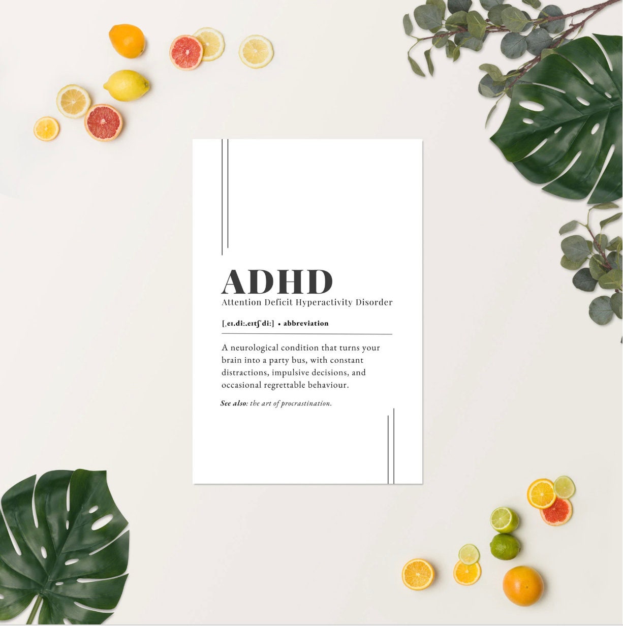 ADHD Definition Print Wall Art Poster Home Office Print Definition ...