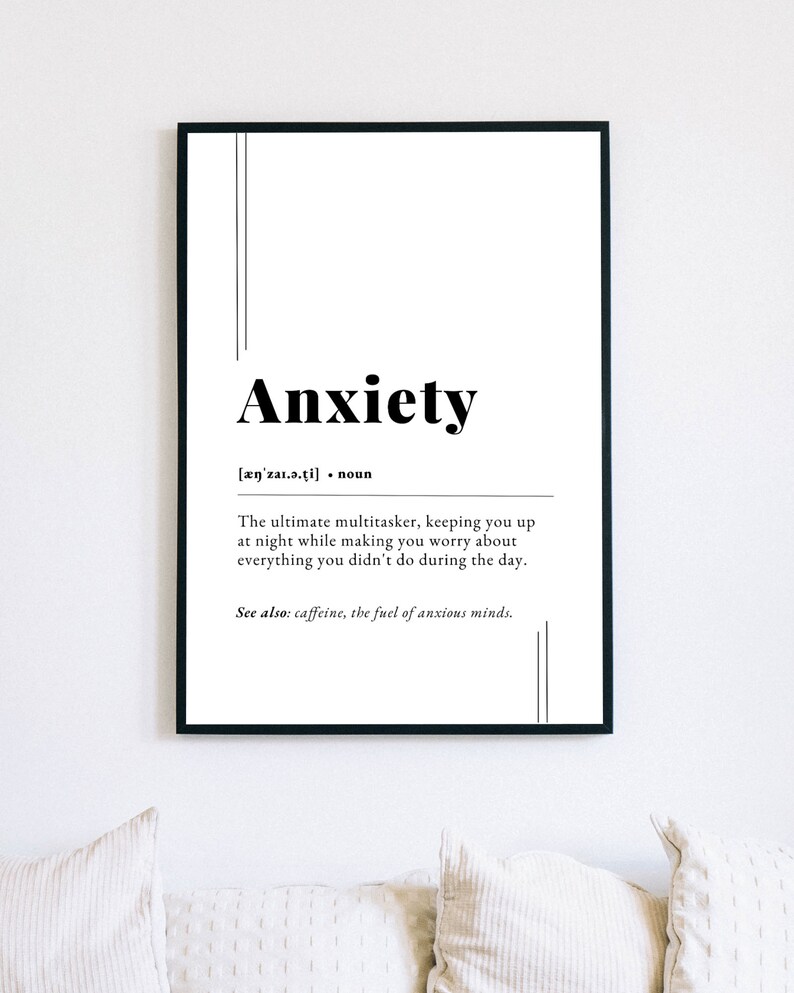 Anxiety Definition Print Wall Art Poster Home Office Print Definition ...