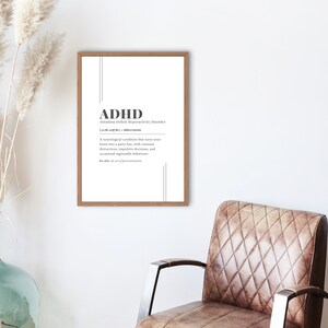ADHD Definition Print Wall Art Poster Home Office Print Definition ...