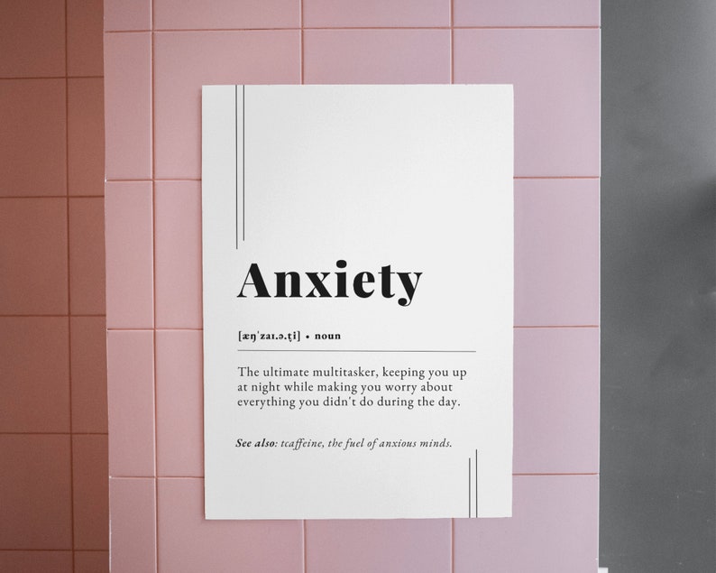 Anxiety Definition Print Wall Art Poster Home Office Print Definition ...