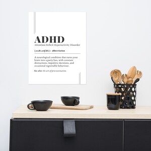 ADHD Definition Print Wall Art Poster Home Office Print Definition ...