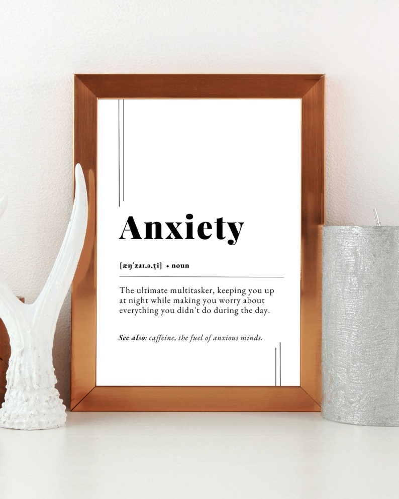 Anxiety Definition Print Wall Art Poster Home Office Print Definition ...