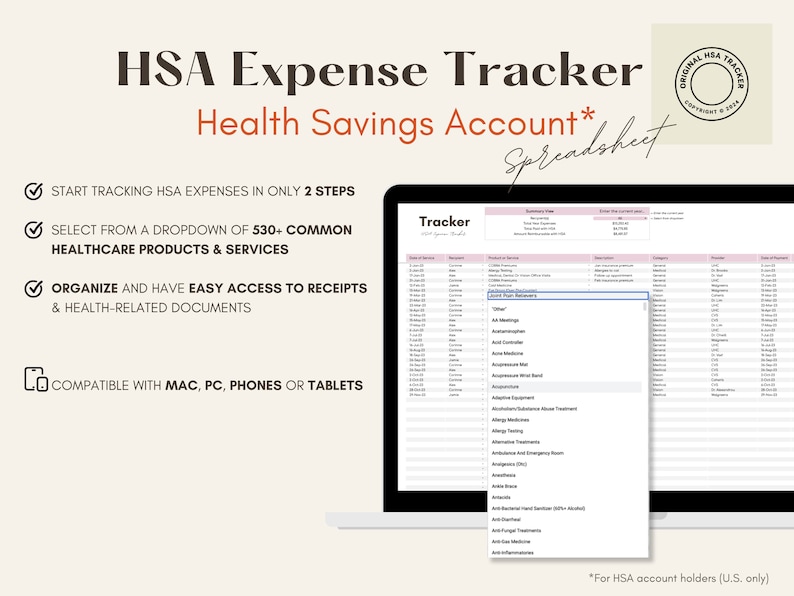HSA Expense Tracker: Google Sheets Template With Category Dropdowns (digital Download) | How to ...