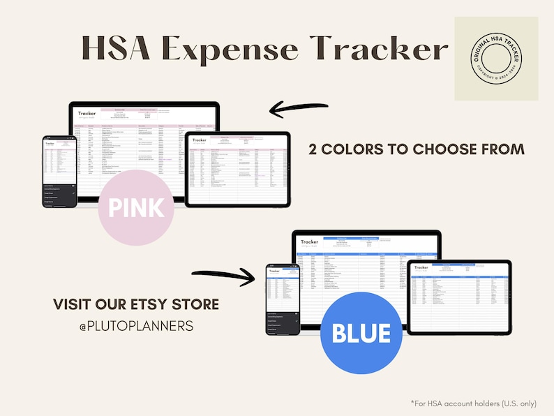 HSA Expense Tracker: Google Sheets Template (digital Download, Pink ...