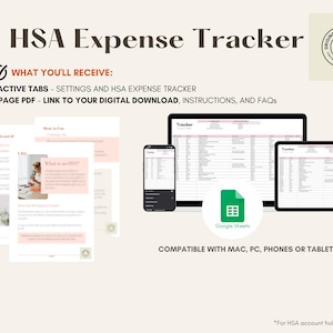 HSA Expense Tracker: Google Sheets Template (digital Download, Pink ...