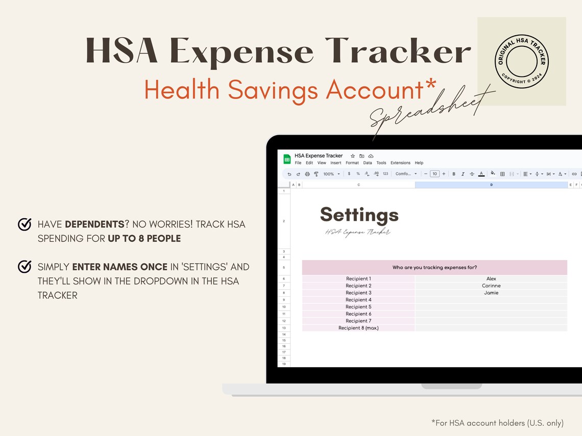 HSA Expense Tracker: Google Sheets Template With Category Dropdowns ...