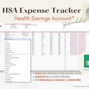 HSA Expense Tracker: Google Sheets Template (digital Download, Pink ...