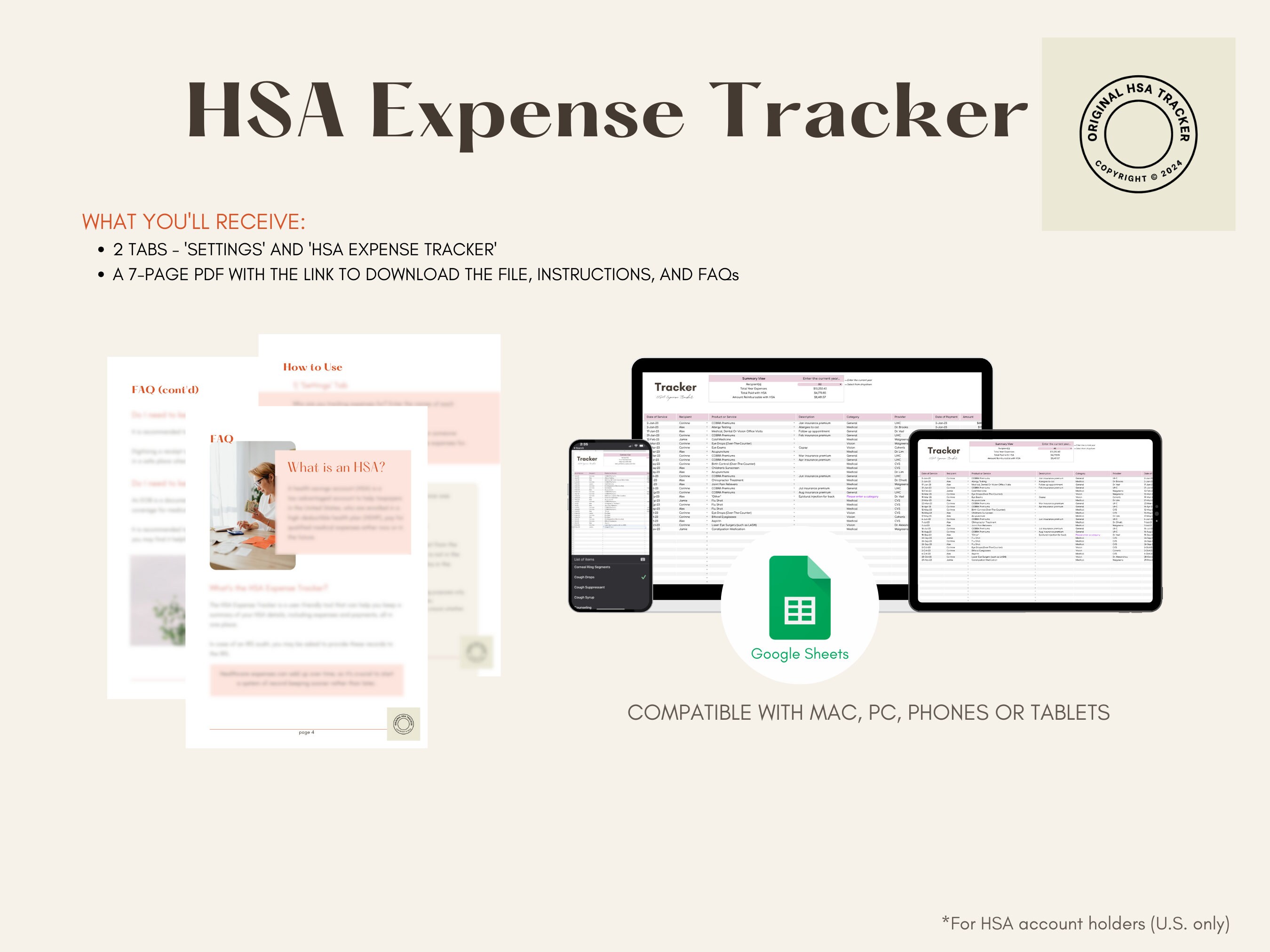 HSA Expense Tracker: Google Sheets Template With Category Dropdowns ...