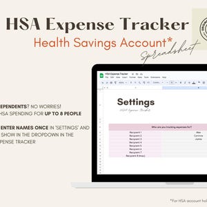 HSA Expense Tracker: Google Sheets Template (digital Download, Pink ...