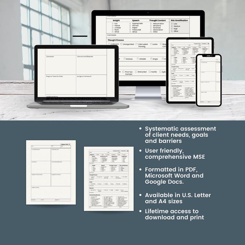 Therapy Progress Note Template, Therapy Documents Note, Mental Status ...