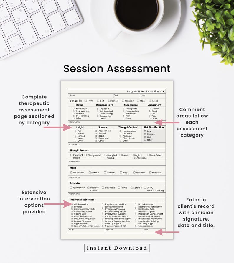 Therapy Progress Note Template, Therapy Documents Note, Mental Status ...