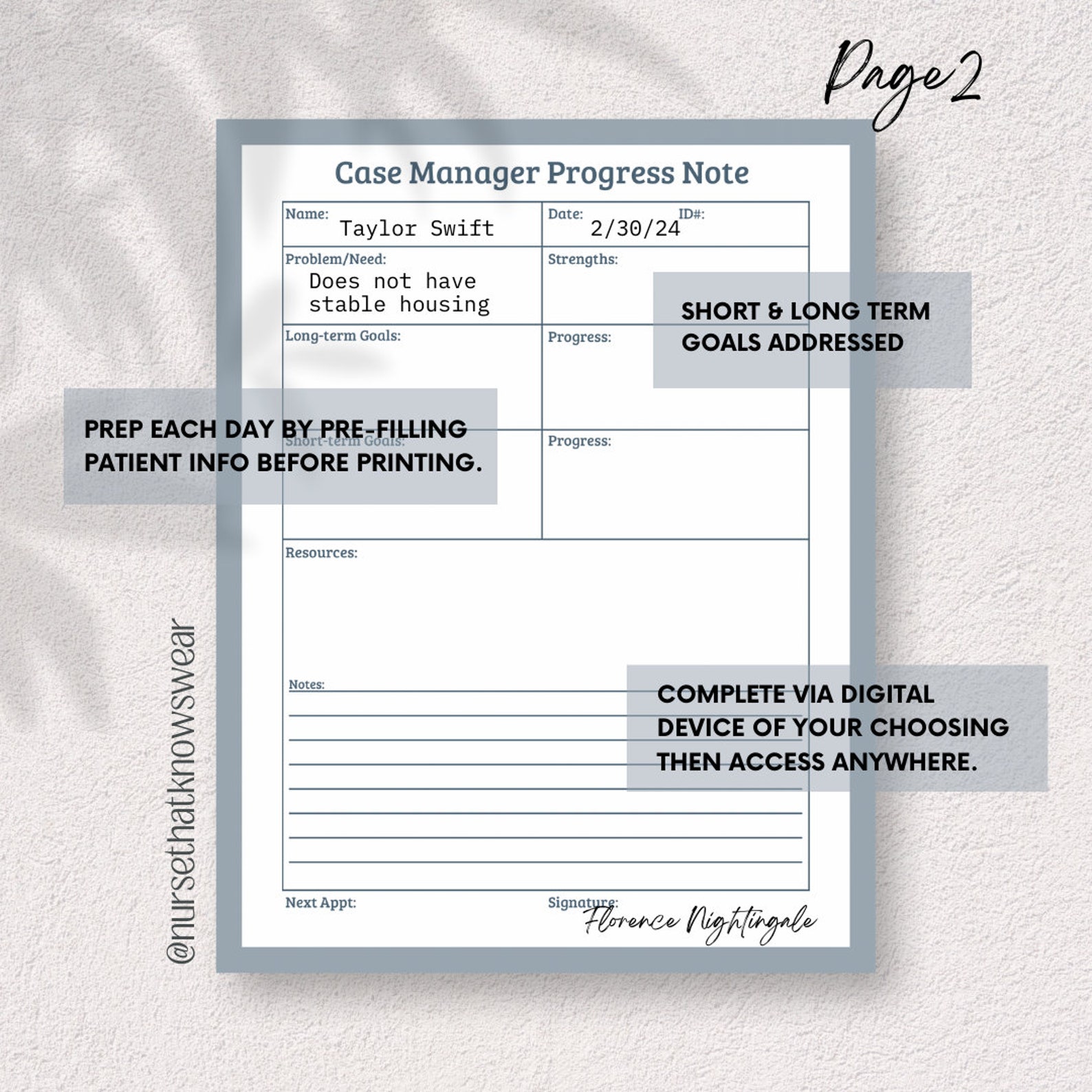 Case Management Progress Note, Social Worker Client Session Form ...