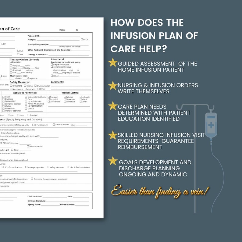 Infusion Nurse Plan of Care Template, Home Health Nurse IV Intravenous ...