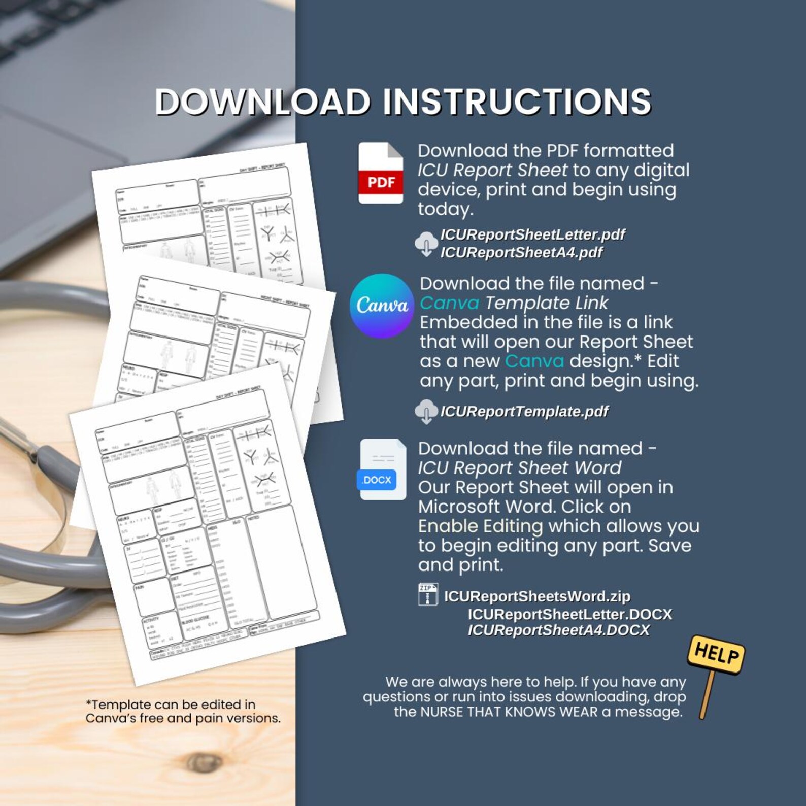 Nursing Report Sheet, Nurse Brain Sheet, RN Handoff Tool, Nurse Report ...