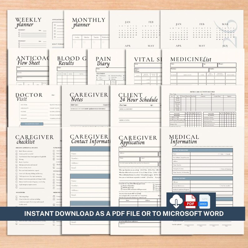 Ultimate Home Caregiver Health Binder, Editable Elder Care Checklist ...