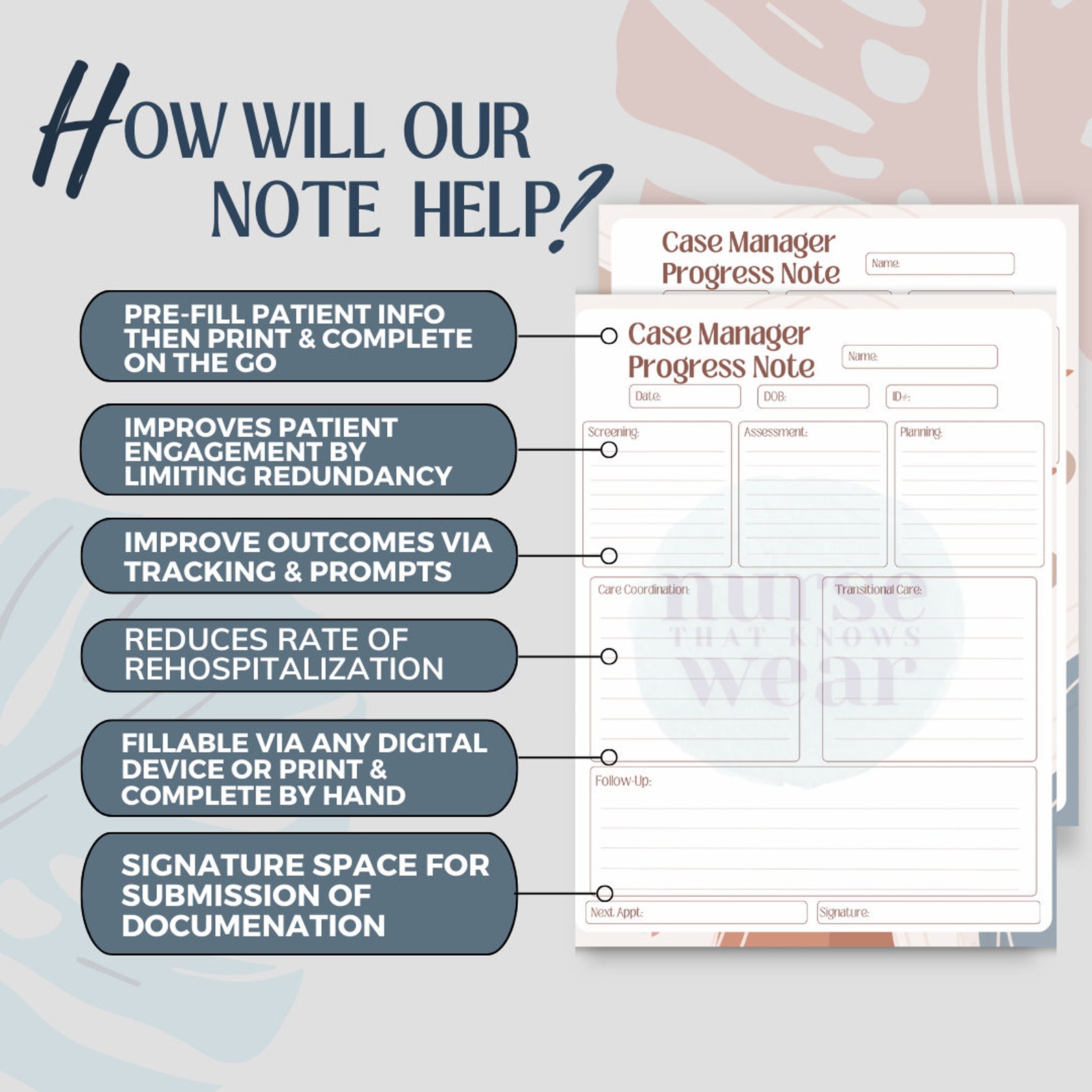 RN Case Manager Progress Note, Care Management Intake Form, Medical ...