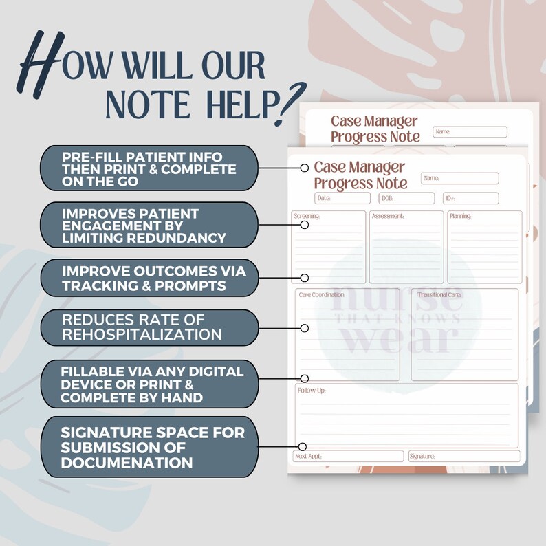 RN Case Manager Progress Note, Care Management Intake Form, Medical ...