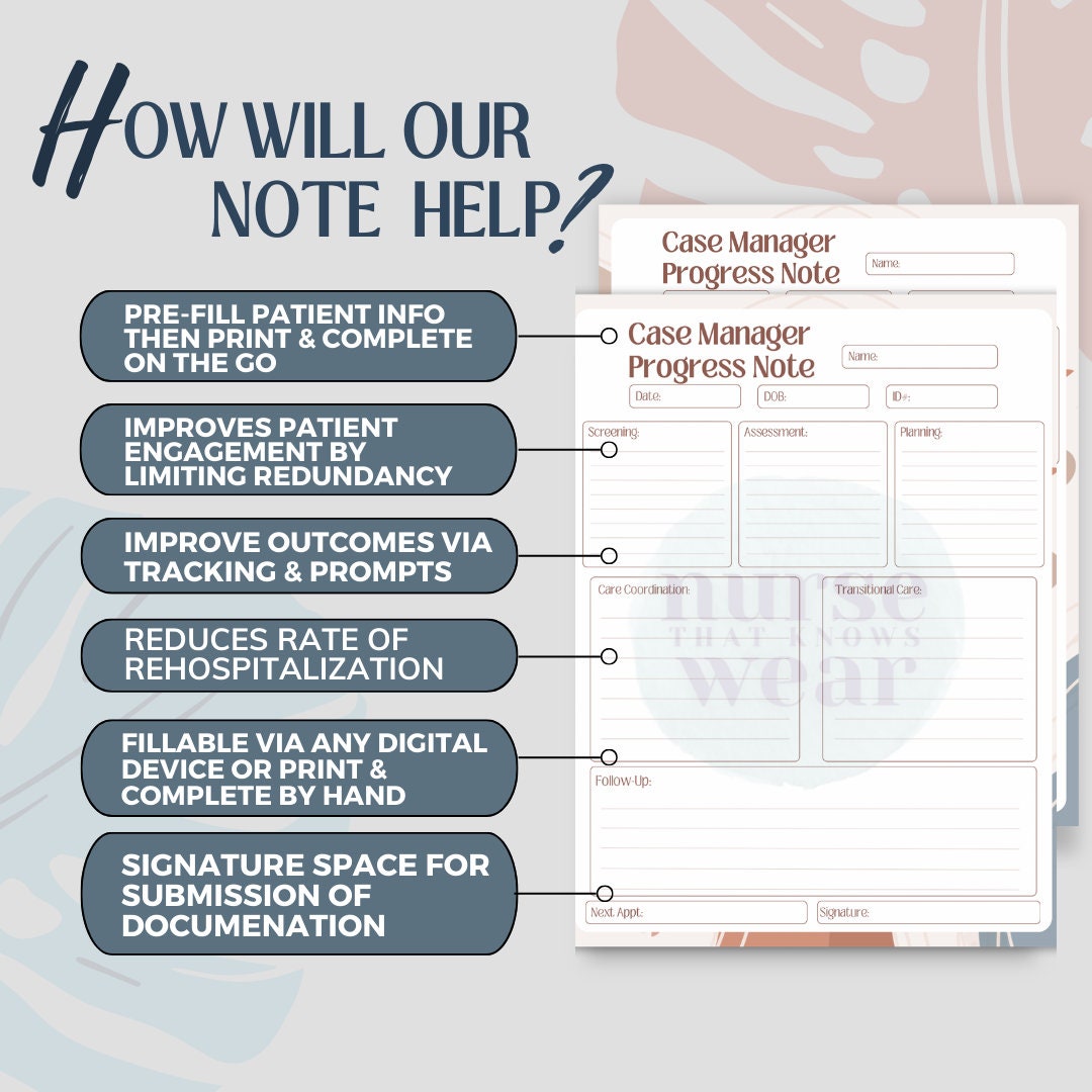 Case Manager Progress Note, Care RN Management Intake Form, Medical ...